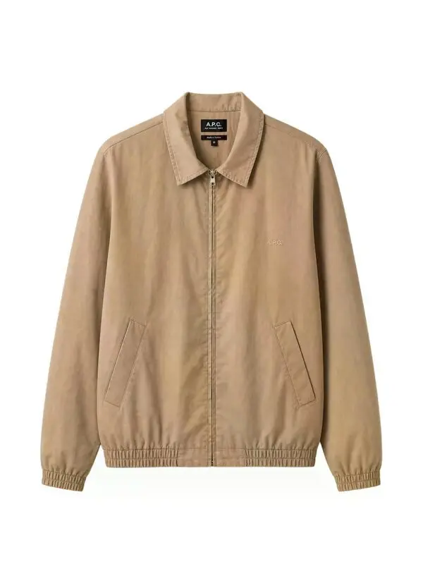 A.p.c. Logo Embroidered Zip-up Jacket - Neutrals