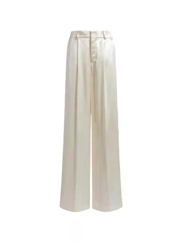 Alberta Ferretti Pleated Satin Trousers - Neutrals