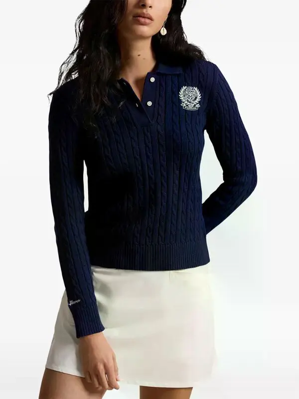 Polo Ralph Lauren Cable Knit Embroidered Polo Sweater