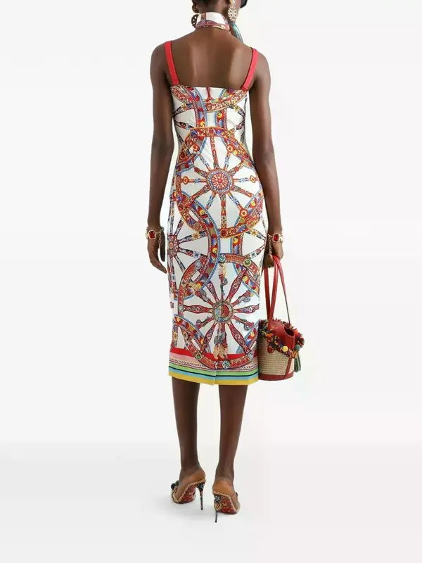 Dolce & Gabbana Carretto-print Charmeuse Dress