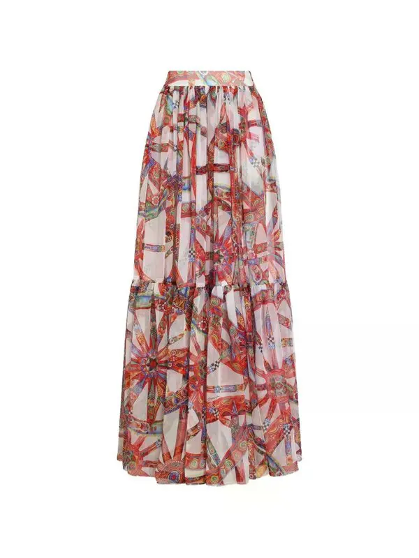 Dolce & Gabbana Carretto Print Silk Chiffon Skirt