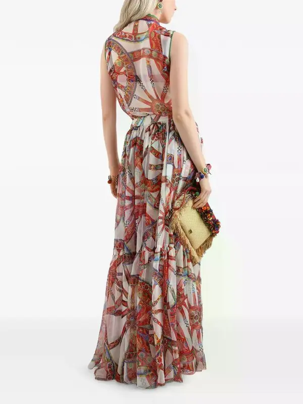 Dolce & Gabbana Carretto Print Silk Chiffon Skirt