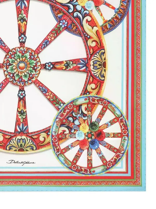 Dolce & Gabbana 50x50 Carretto-print Silk Twill Scarf - White