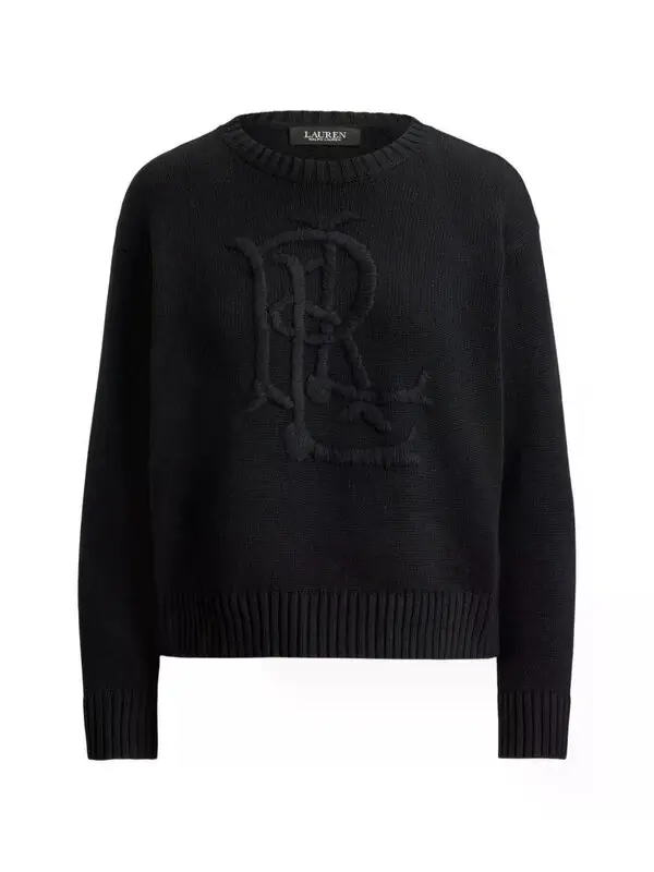 Ralph Lauren Embroidered Logo Cotton Sweater - Black
