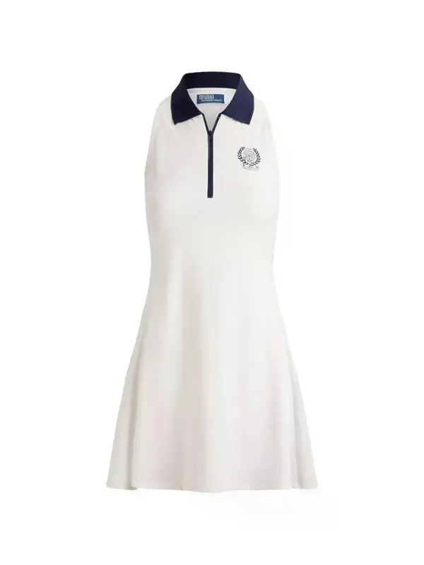 Polo Ralph Lauren Logo Crest Quarter-zip Racerback Dress - White