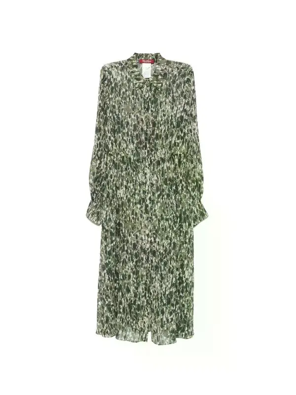 Max Mara Abstract Print Pleated Midi Dress - Green