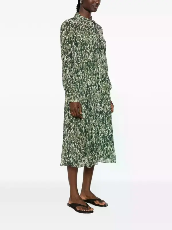 Max Mara Abstract Print Pleated Midi Dress