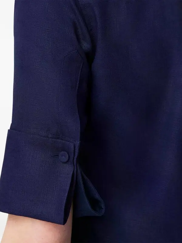 Another Tomorrow French Cuff Linen Blouse