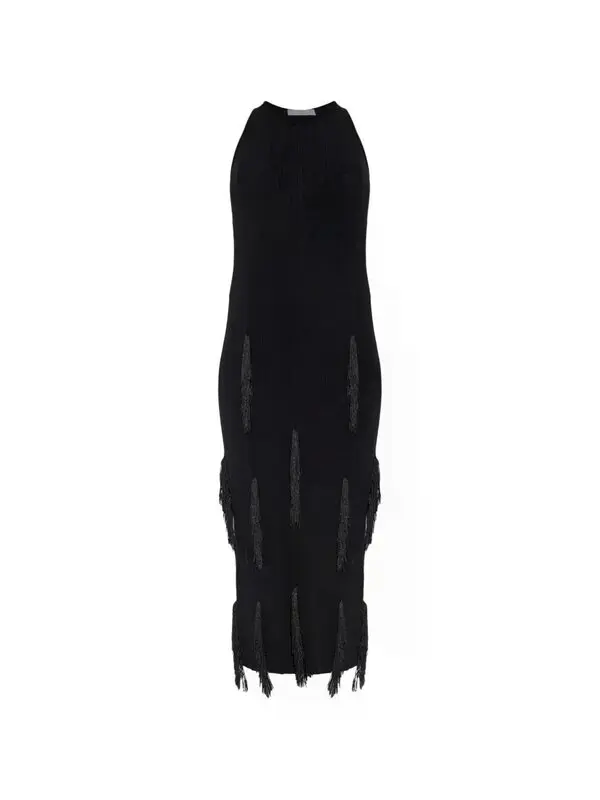 IRO PARIS Ribbed Knit Midi Dress With Fringe Detailing