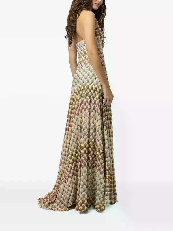 Missoni Geometric Pattern Halterneck Dress - Neutrals