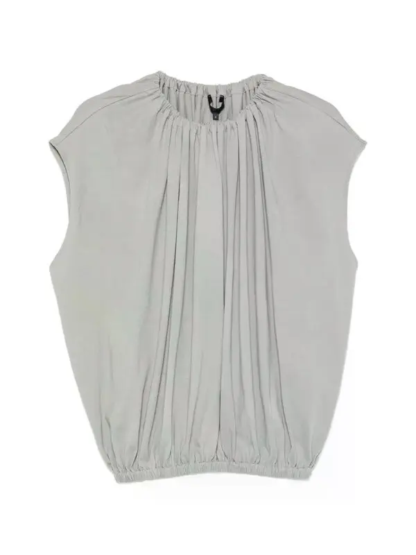 Tibi Shirred Neck Circular T-shirt - Grey