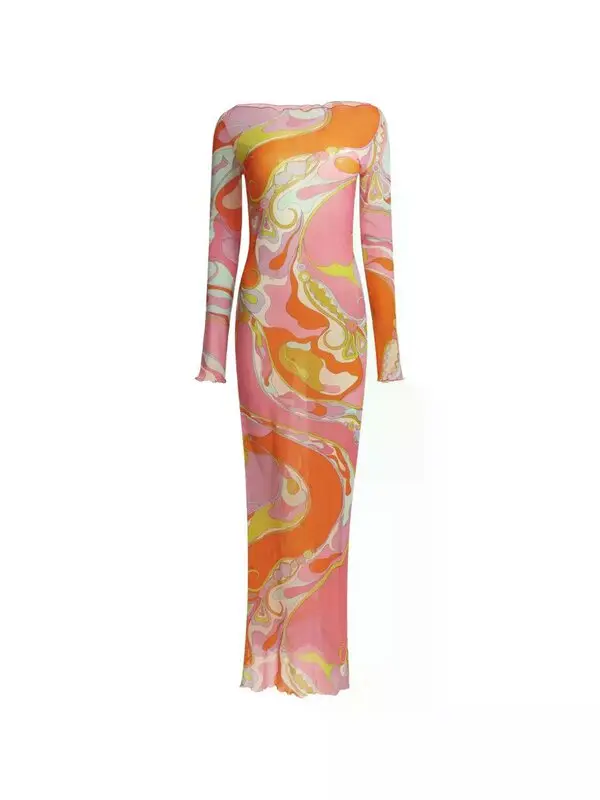 Emilio Pucci Iride Print Boat Neck Dress - Pink