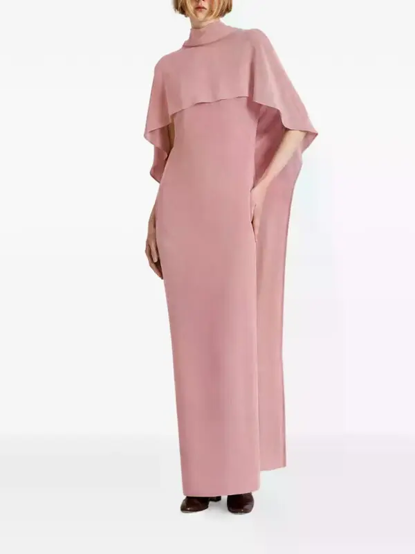 Alberta Ferretti Cape Overlay Tie-back Maxi Dress