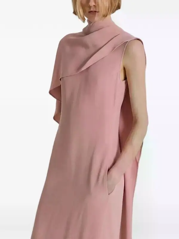 Alberta Ferretti Cape Overlay Tie-back Maxi Dress