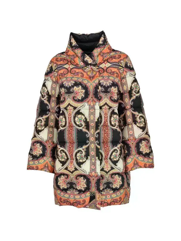 Etro Paisley-print Puffer Coat - Black