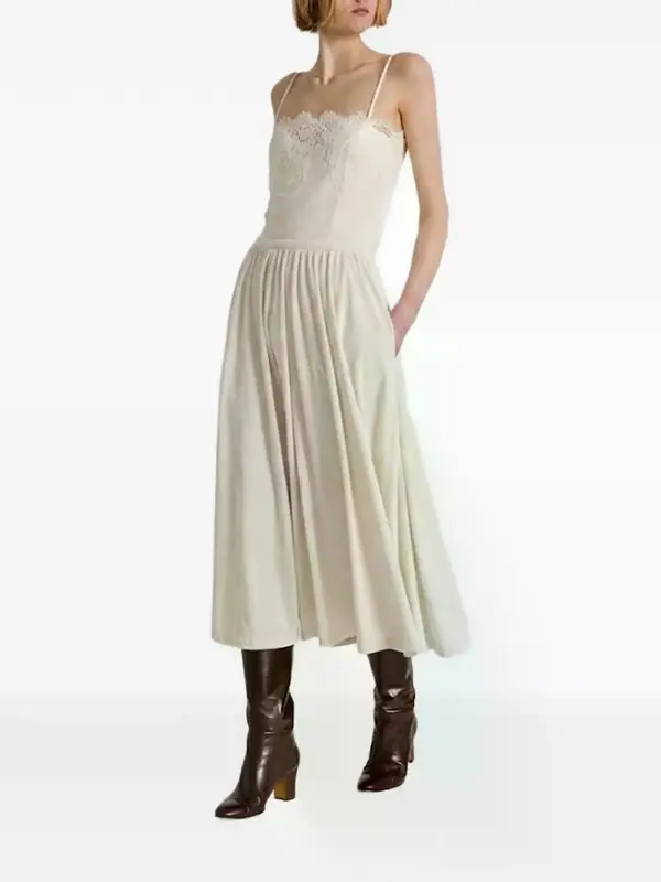 Alberta Ferretti Velvet Lace Trim Top