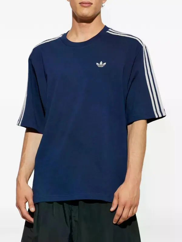 Adidas Logo-embroidered Stripe-detail T-shirt