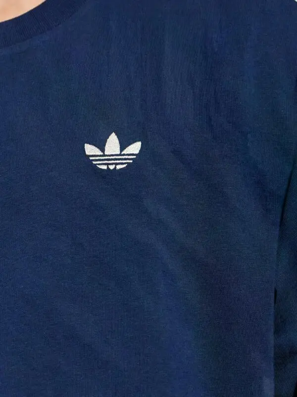 Adidas Logo-embroidered Stripe-detail T-shirt