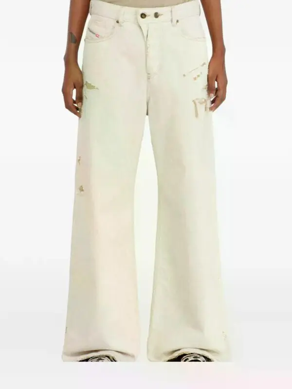 DIESEL® Distressed Wide-leg Jeans
