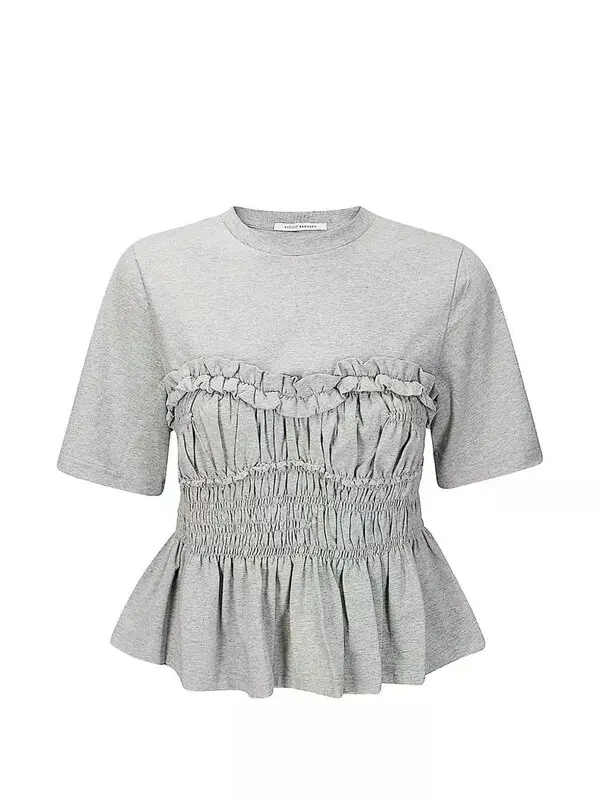 Cecilie Bahnsen Vilde Ruffled Peplum T-shirt - Grey