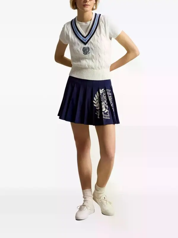Polo Ralph Lauren Wimbledon Logo Performance Pleated Mini Skirt