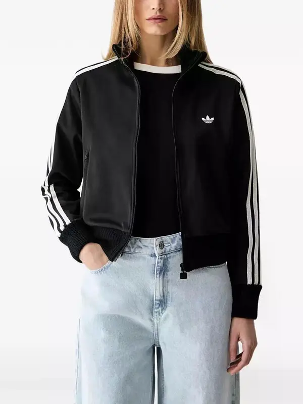 Adidas Logo-embroidered Stripe Detail Jacket - Black