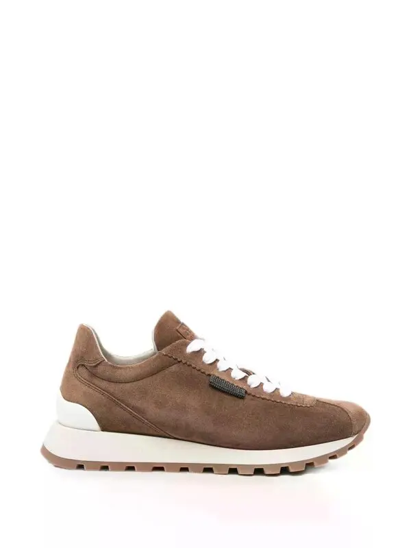 Brunello Cucinelli Monili Embellished Suede Sneakers