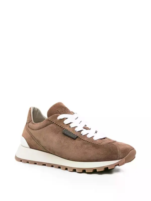 Brunello Cucinelli Monili Embellished Suede Sneakers