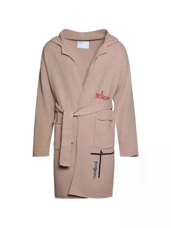 PALY Lettering Embroidered Coat - Neutrals