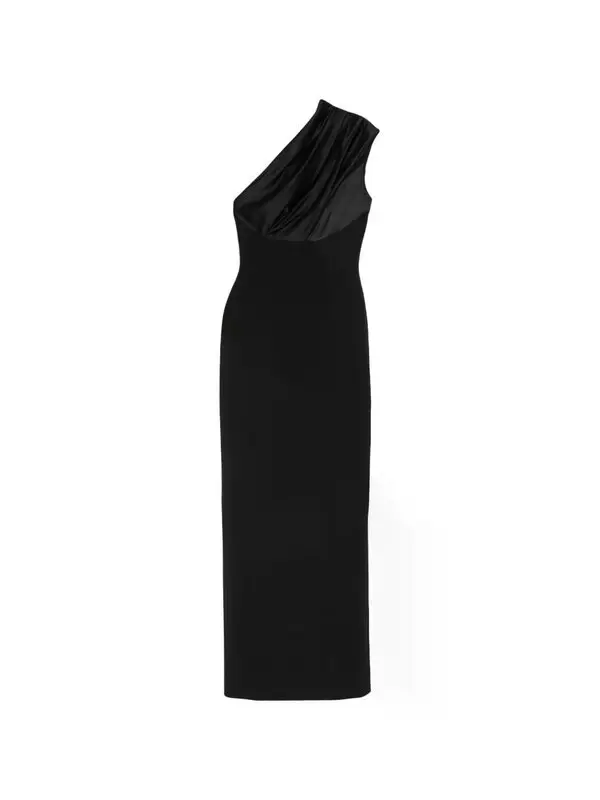 Solace London One-shoulder Draped Maxi Dress - Black