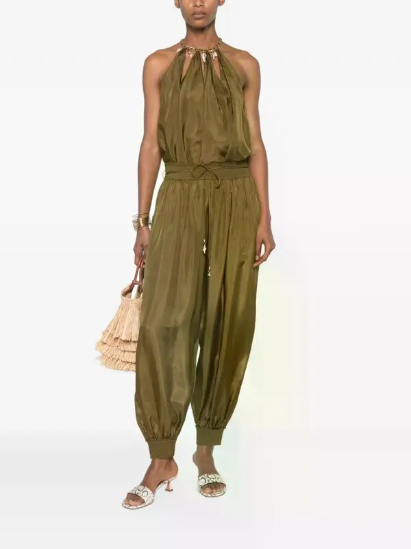 Zimmermann Mahon Drawstring-waist Gathered-cuff Trousers - Green