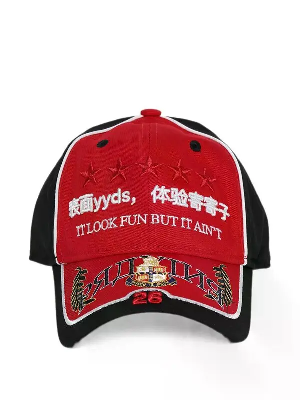 PRAYING Embroidered Star Baseball Cap - Red