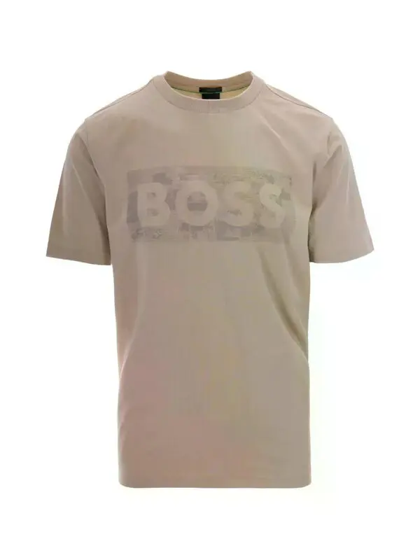 BOSS Logo-print Crew-neck T-shirt - Neutrals