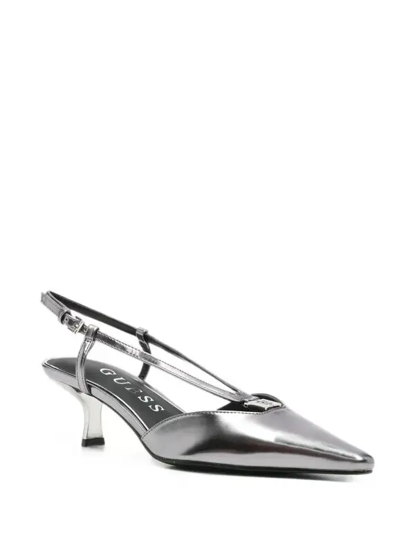 Guess Pointed-toe Slingback Pumps With Metallic Finish