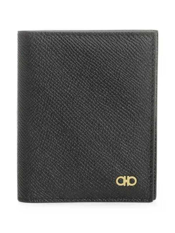 FERRAGAMO Gancini-plaque Leather Card Holder - Black