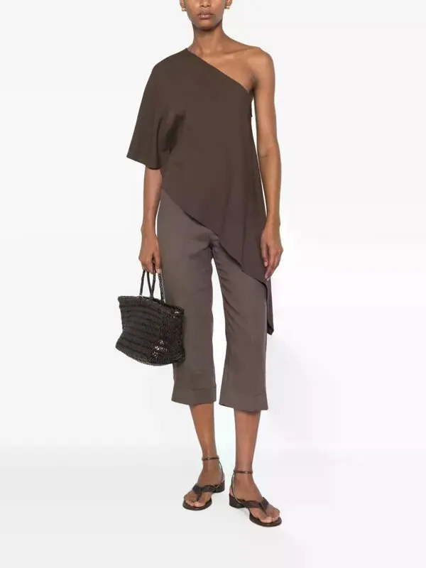 VICOLO One-shoulder Asymmetric Hem Top - Brown