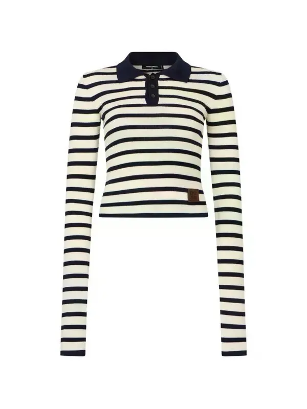 Dsquared2 Striped Long-sleeve Polo Shirt - Neutrals