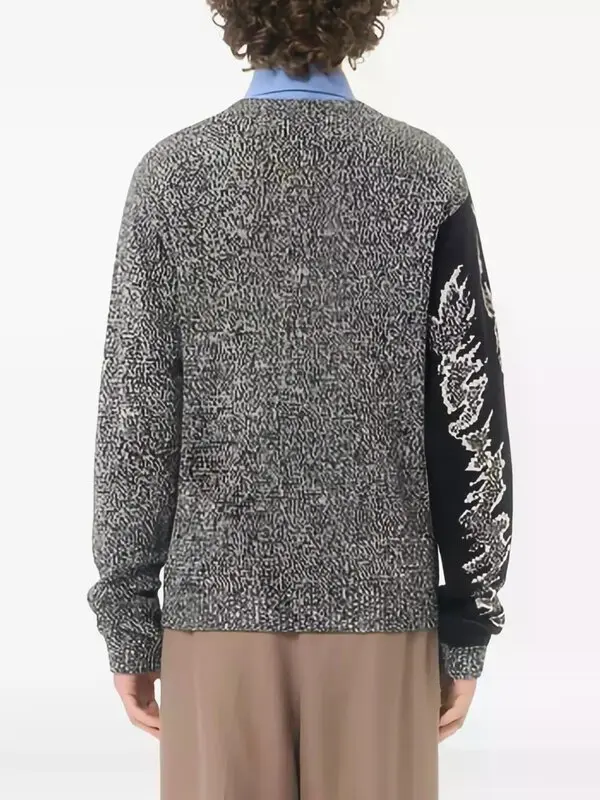 Valentino Garavani Panther Jacquard Wool And Cotton Sweater - Grey