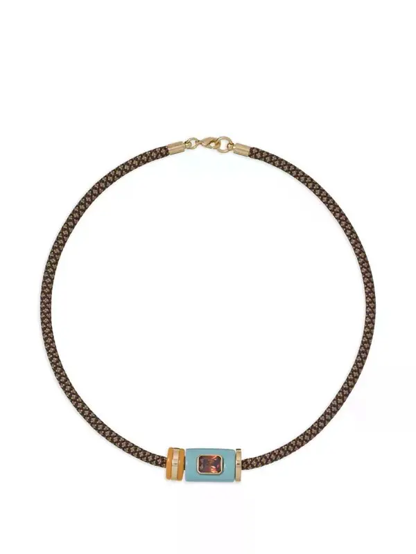 ROXANNE ASSOULIN Cylinder Crystal-embellished Necklace - Brown