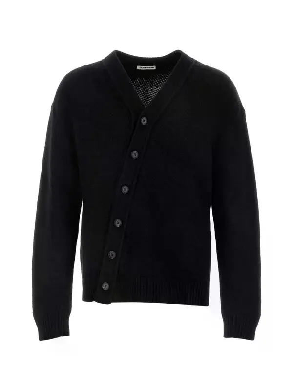 JIL SANDER Asymmetric Fastening Cardigan - Black