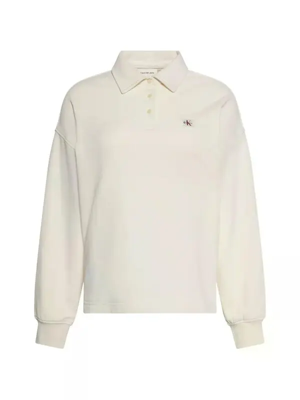 Calvin Klein Patch Long-sleeved Polo Shirt - Neutrals