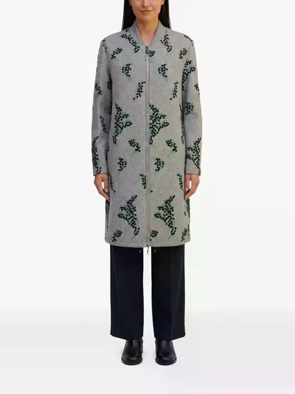 Moncler Floral Embroidered Zip-up Coat