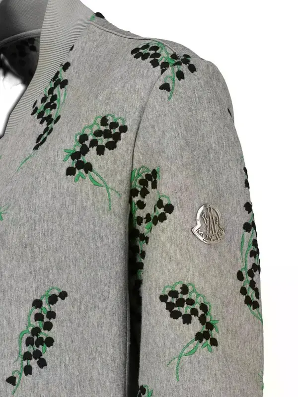 Moncler Floral Embroidered Zip-up Coat