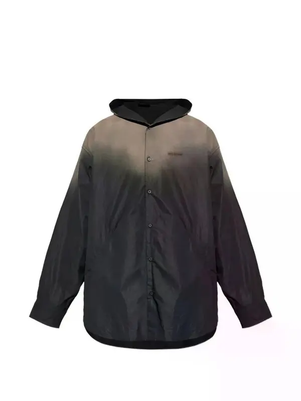 Balenciaga Hooded Button Shirt - Black