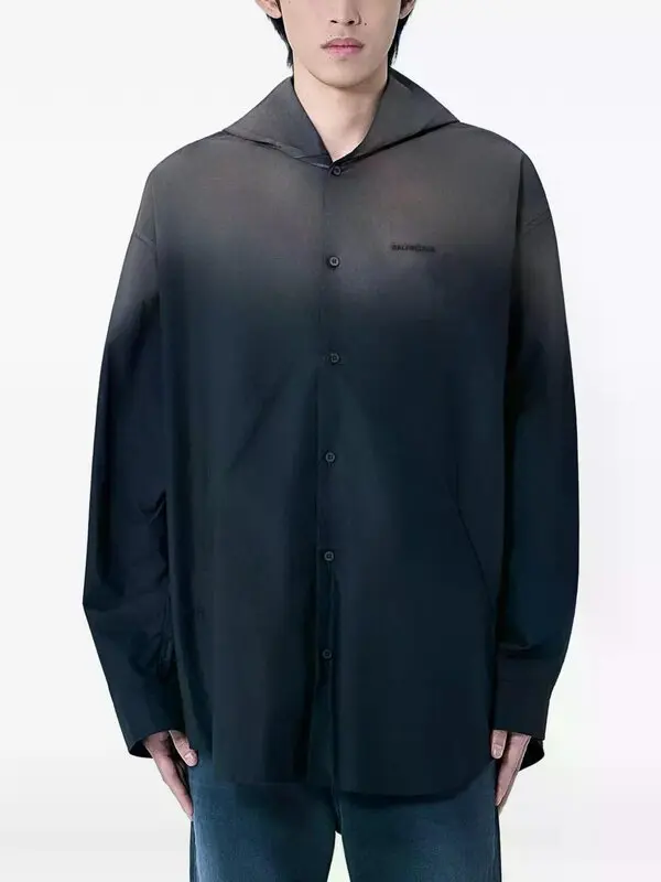Balenciaga Hooded Oversized Shirt - Black
