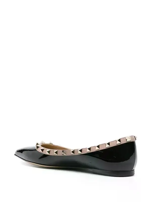 Valentino Garavani Rockstud Leather Ballerina Shoes - Black