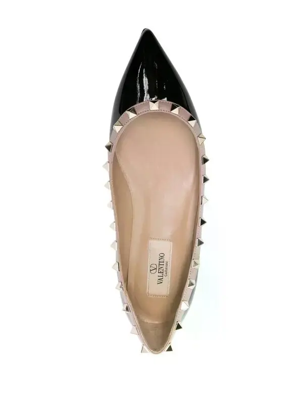 Valentino Garavani Rockstud Leather Ballerina Shoes - Black