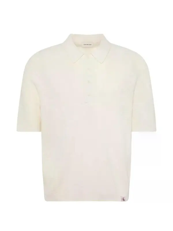 Calvin Klein Waffle-knit Polo Shirt - Neutrals