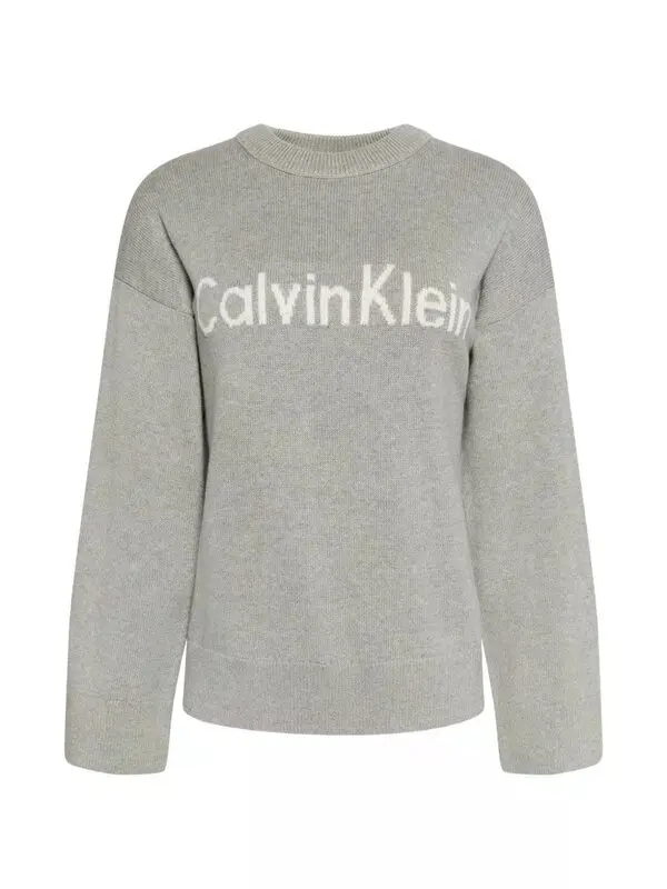Calvin Klein Intarsia Crew Neck Sweater - Grey