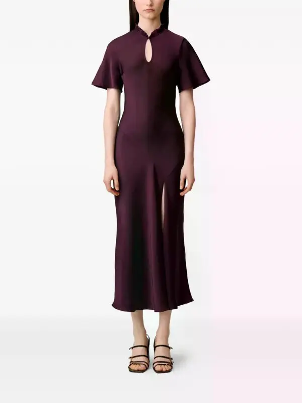 Claudie Pierlot Bordeaux Ruffled Midi Dress